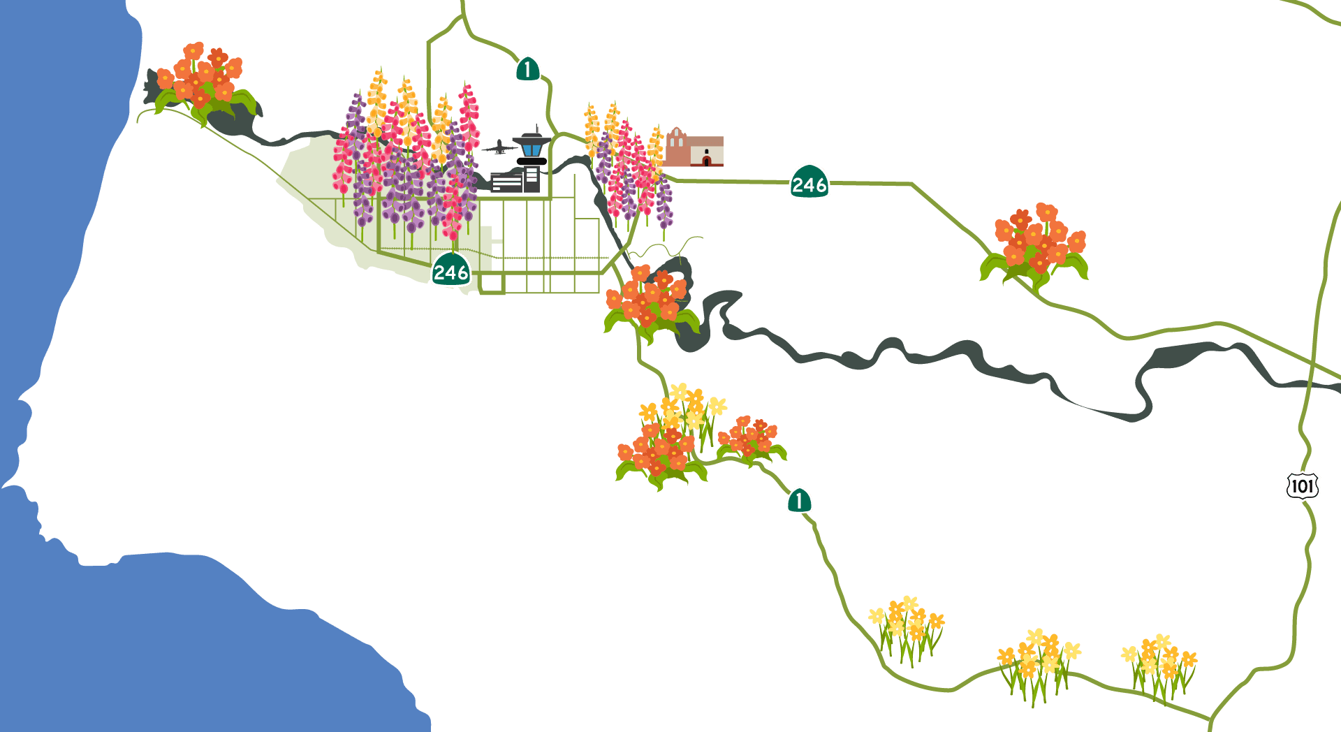 Flower Fields - Photos, Tracker, and Map - Lompoc California